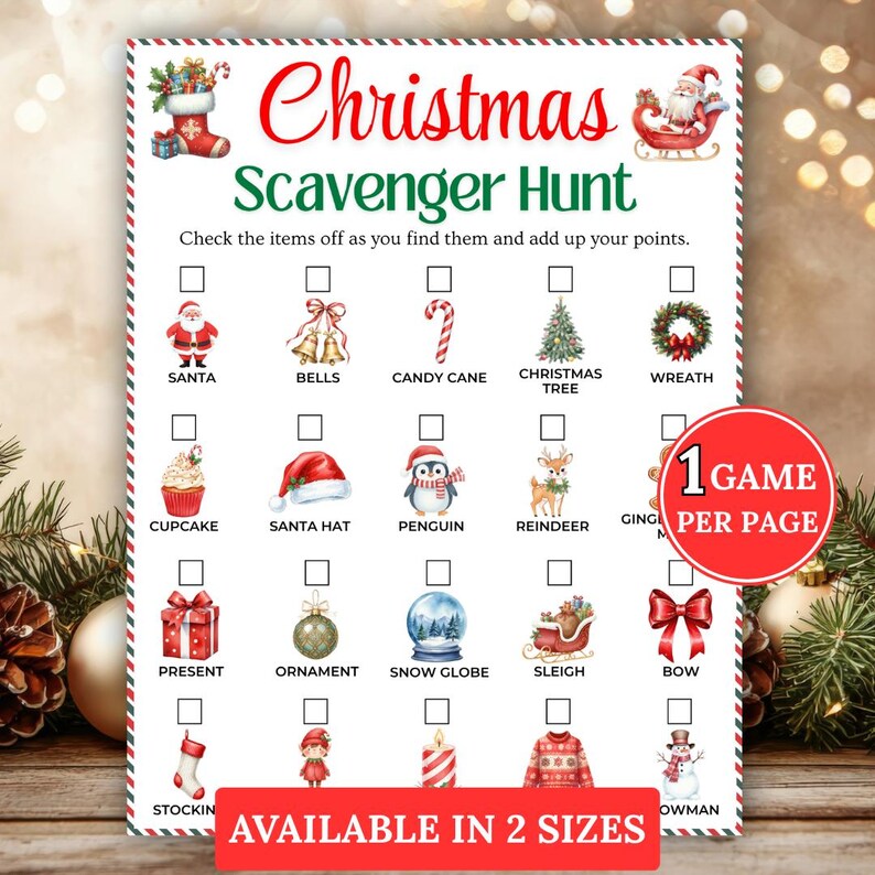 Christmas Scavenger Hunt, Printable Christmas Game, Holiday Lights Game ...