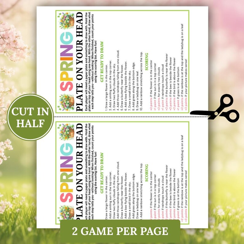Spring Plate on Your Head Game, Holiday Drawing Game, Spring Game ...