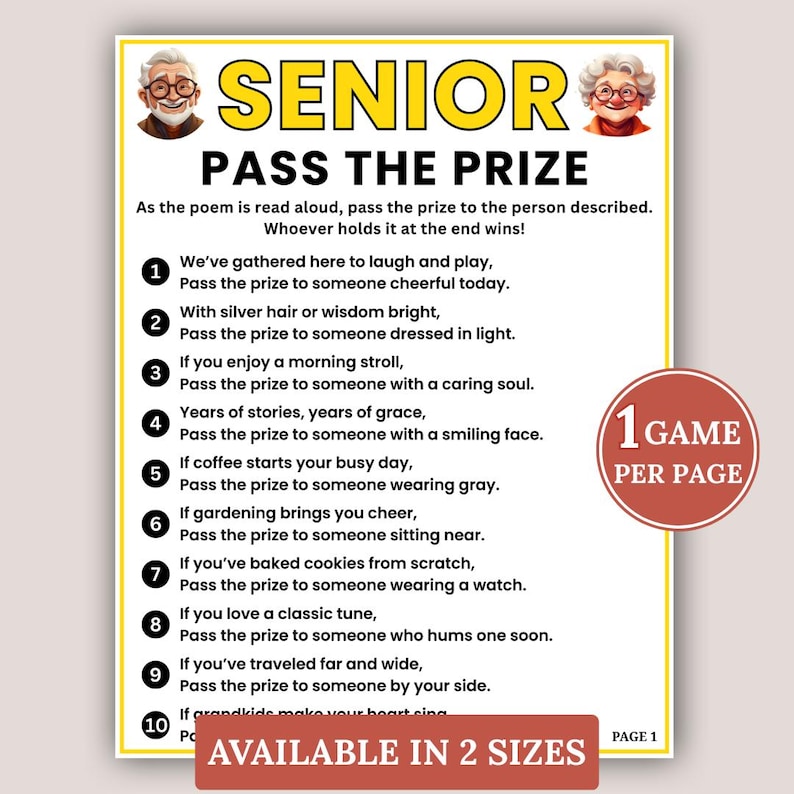 Senior Pass the Prize Game, Pass the Gift, Senior Games, Pass the Prize ...