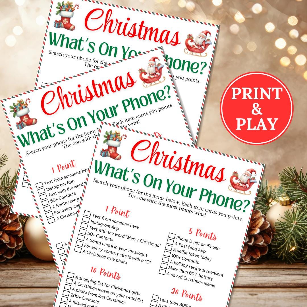 Christmas Whats on Your Phone Game, Christmas Party Game, Printable ...