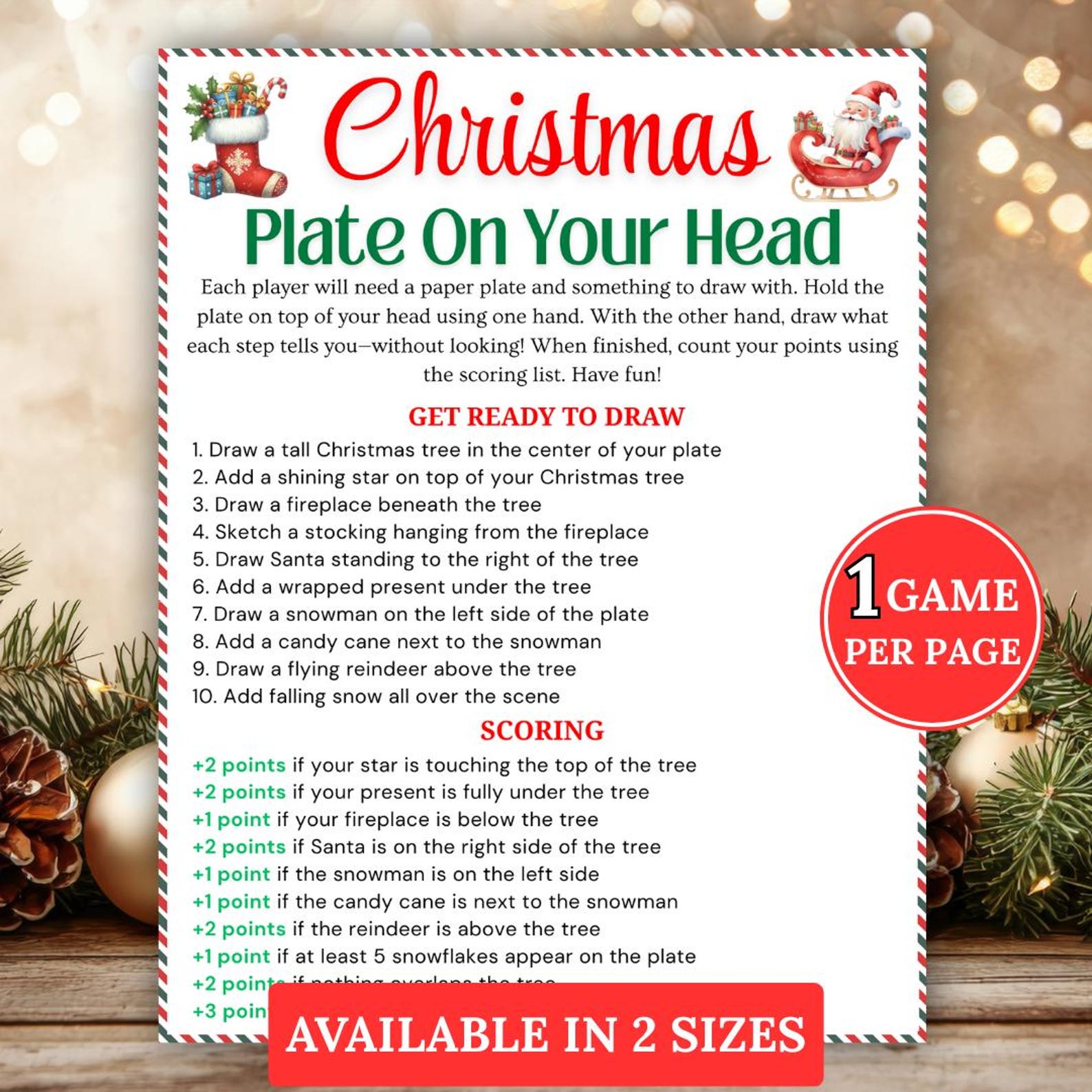 Christmas Plate on Your Head Game, Holiday Drawing Game, Christmas ...