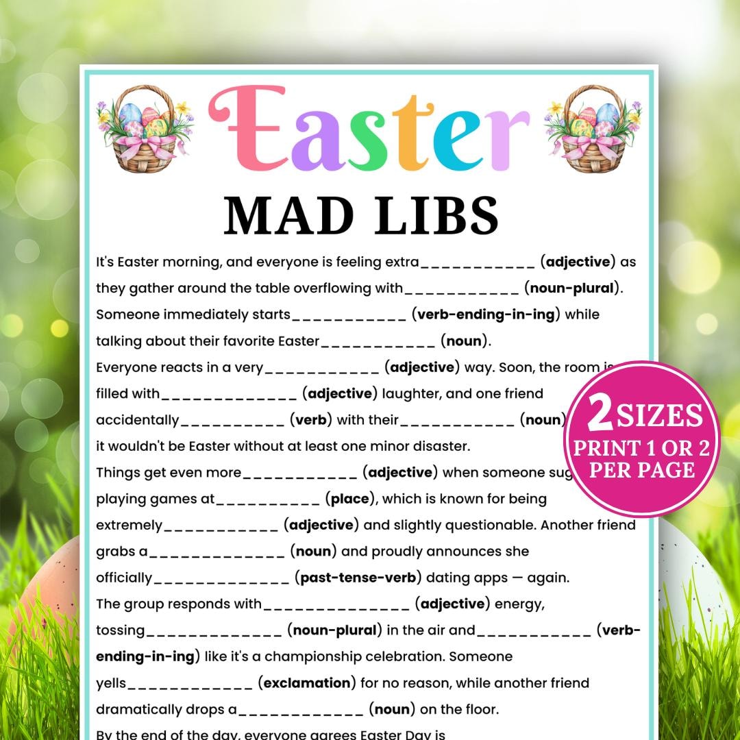 Easter Mad Libs, Easter Games, Easter Party Game, Easter Activity for ...