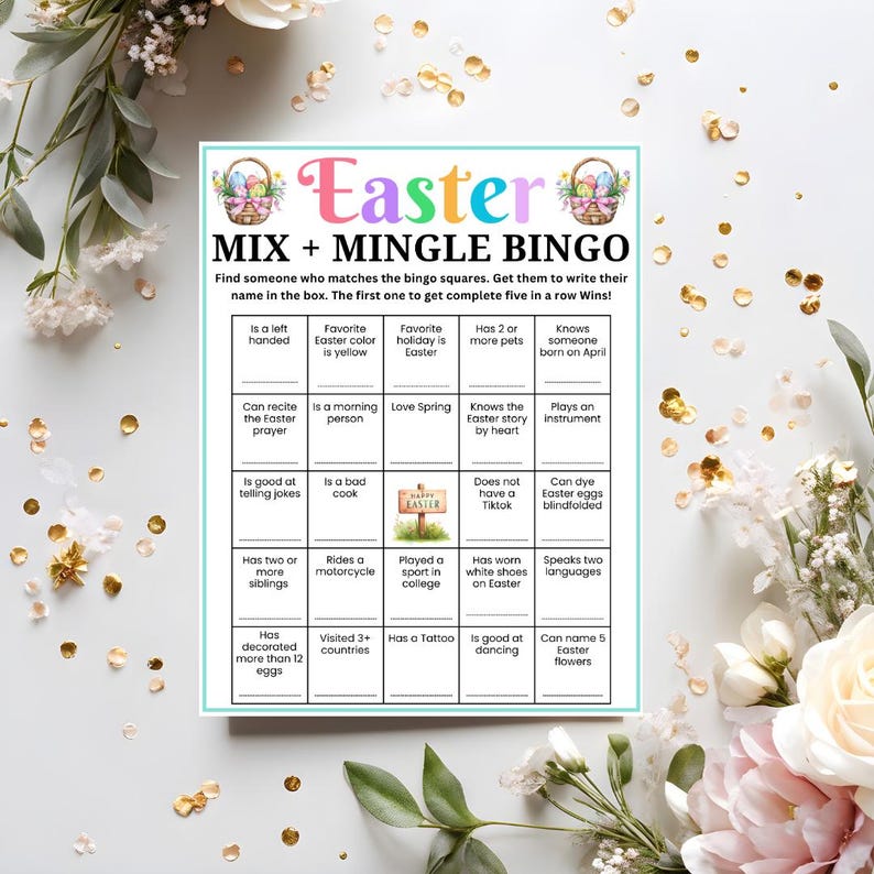 Easter Mix and Mingle Bingo Game, Get to Know You, Work Party Game ...
