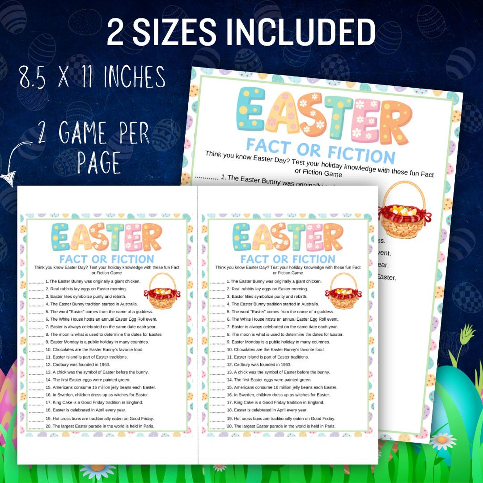 Easter Trivia Game, Fact or Fiction Quiz, Easter Day Games, Fun Trivia ...