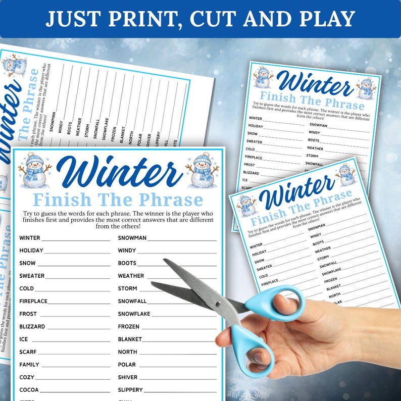 Winter Finish the Phrase Game, Printable Winter Group Party Game ...