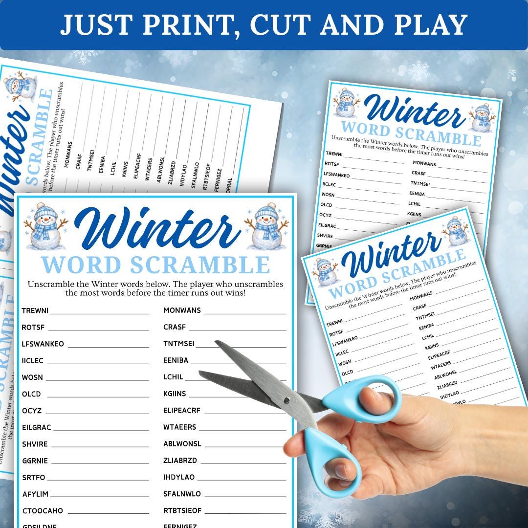 Winter Word Scramble Game, Printable Winter Game, Word Unscramble ...