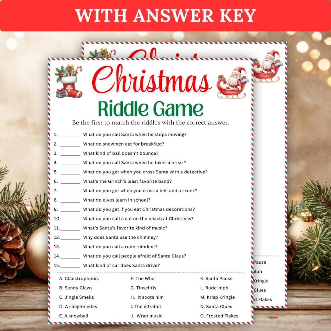Christmas Riddles Game, Christmas Riddle Me This Game, Holiday Riddles ...