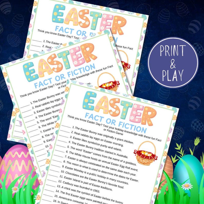 Easter Trivia Game, Fact or Fiction Quiz, Easter Day Games, Fun Trivia ...