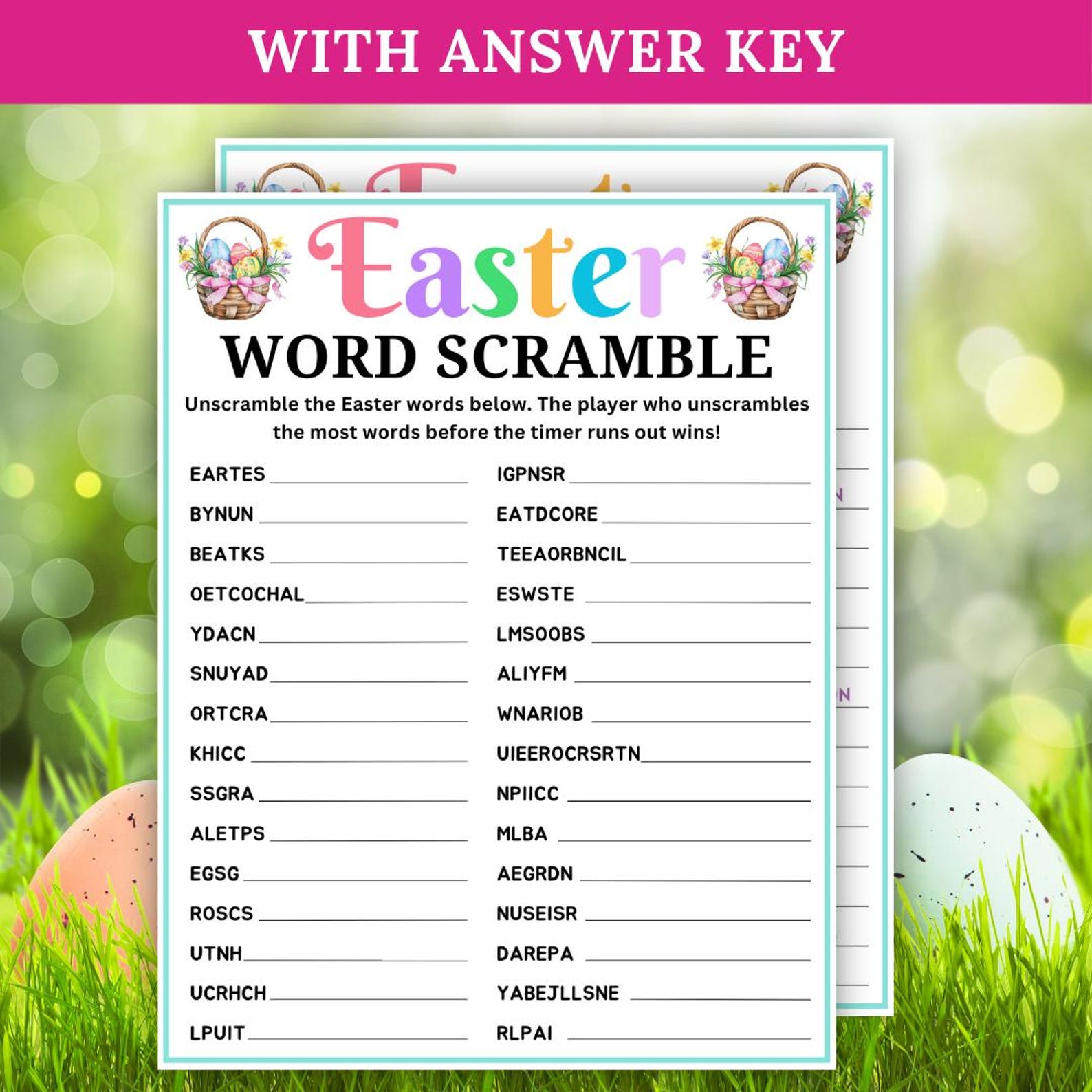 Easter Word Scramble Game, Printable Easter Game, Word Unscramble ...