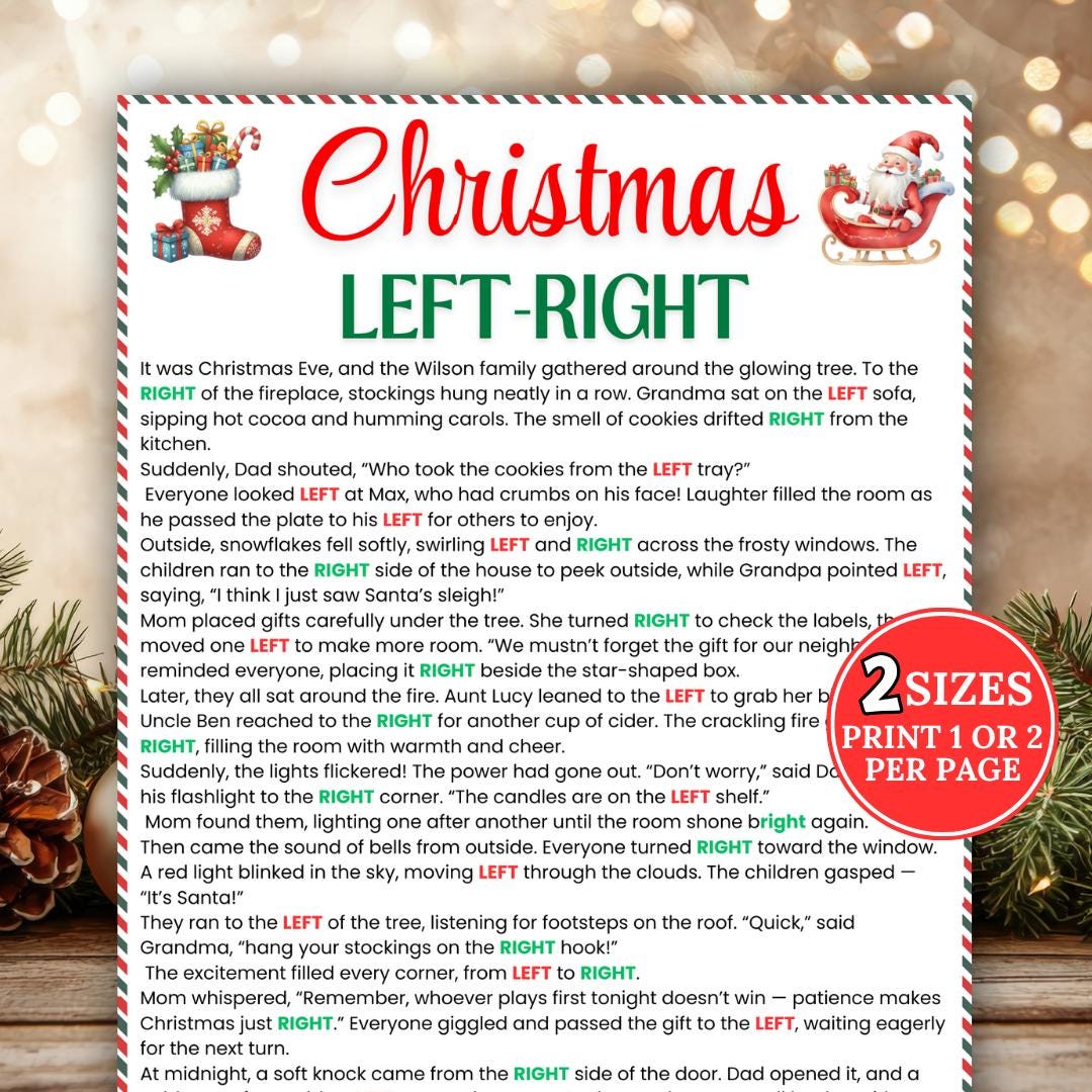 Christmas Left Right Game, Pass the Prize Gift Exchange Game, Family ...
