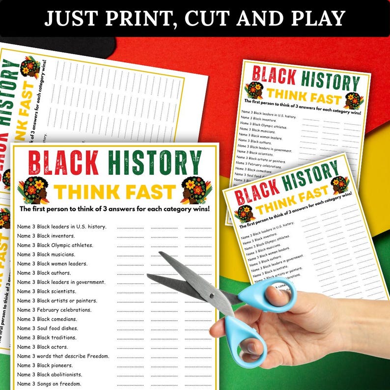 Black History Think Fast Game, Think Quick, Black History Trivia for ...