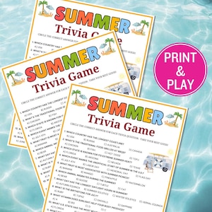 Summer Trivia Game, Summer Quiz Game, Printable Summer Activity Games ...