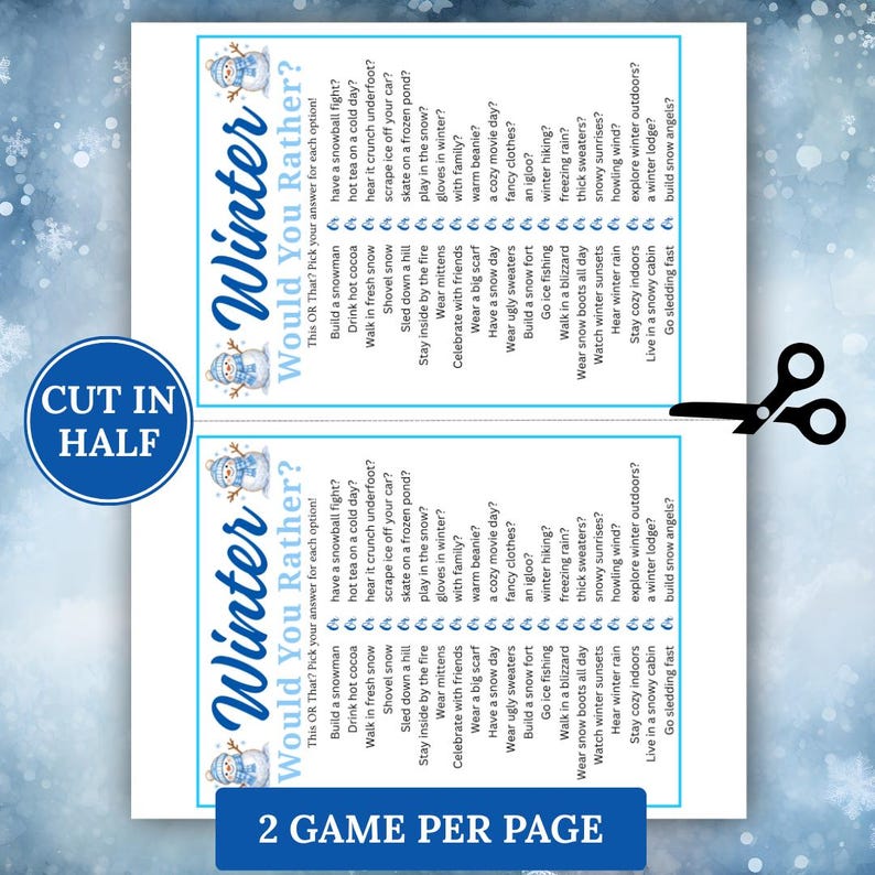 Winter This or That Game, Printable Would You Rather Game, Party Games ...