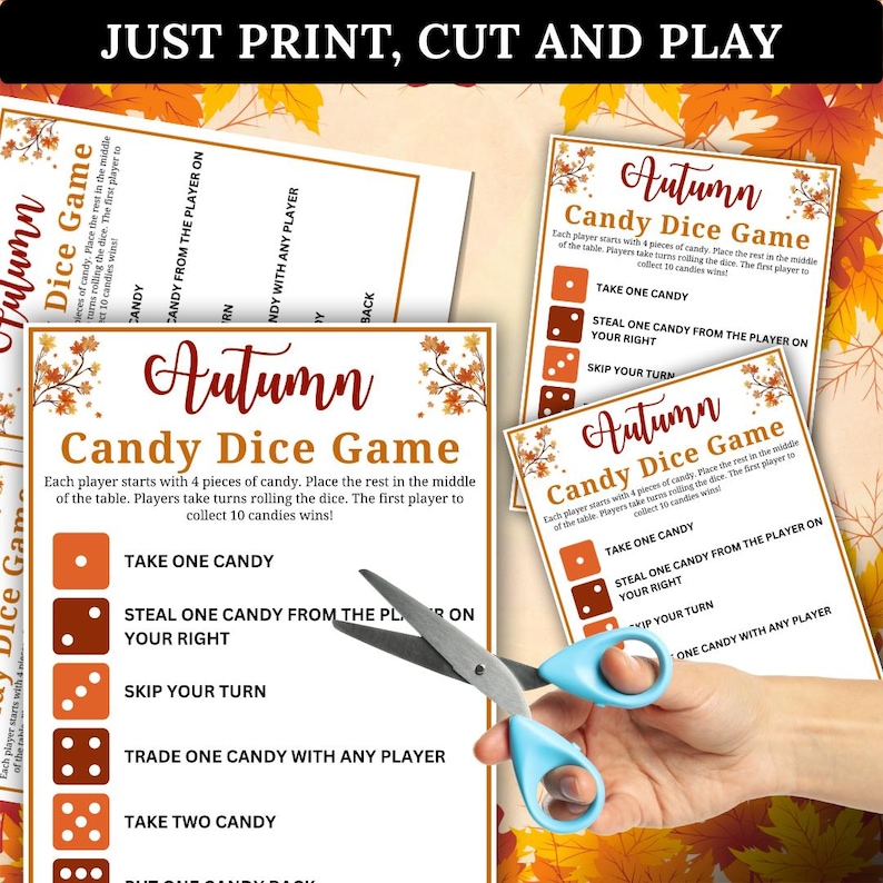 Candy Dice Game, Fall Party Game, Pass the Candy Dice Game, Group Party ...