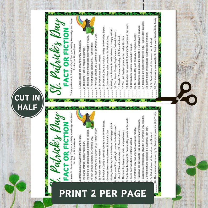 St. Patrick's Trivia Game,fact or Fiction, St Patricks Day Games, Fun ...