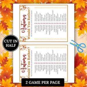 Fall This or That Game, Printable Would You Rather Game, Autumn Games ...