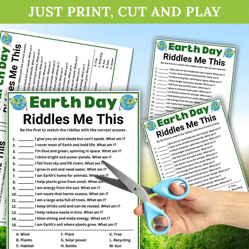 Earth Day Riddles Game, Riddle Me This, Earth Day Activity, Jokes Game ...