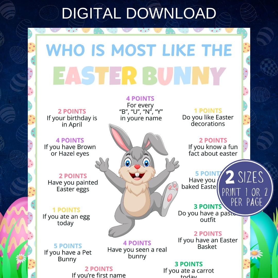 Who is Most Like the Easter Bunny Game, Printable Easter Game, Easter ...