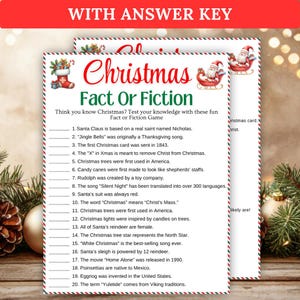 Christmas Fact or Fiction Game, Christmas Party Game, True or False ...