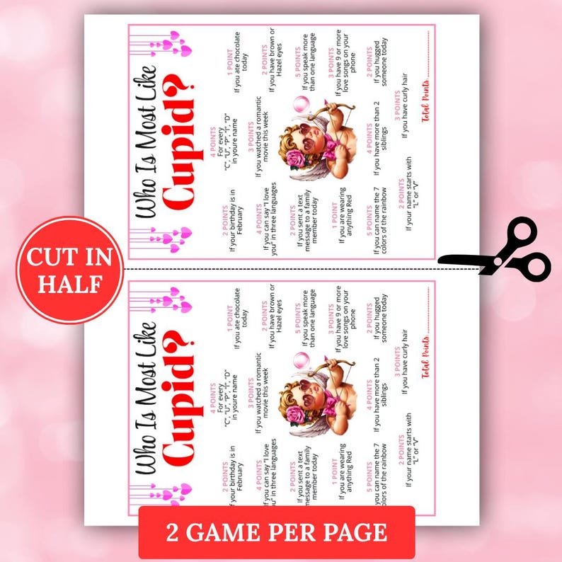 Who is Most Like Cupid Game, Valentines Game, Valentine Activity, Fun ...