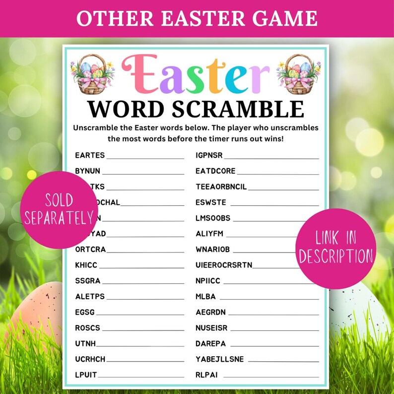 Easter Word Search Game, Printable Easter Games, Easter Party Game ...