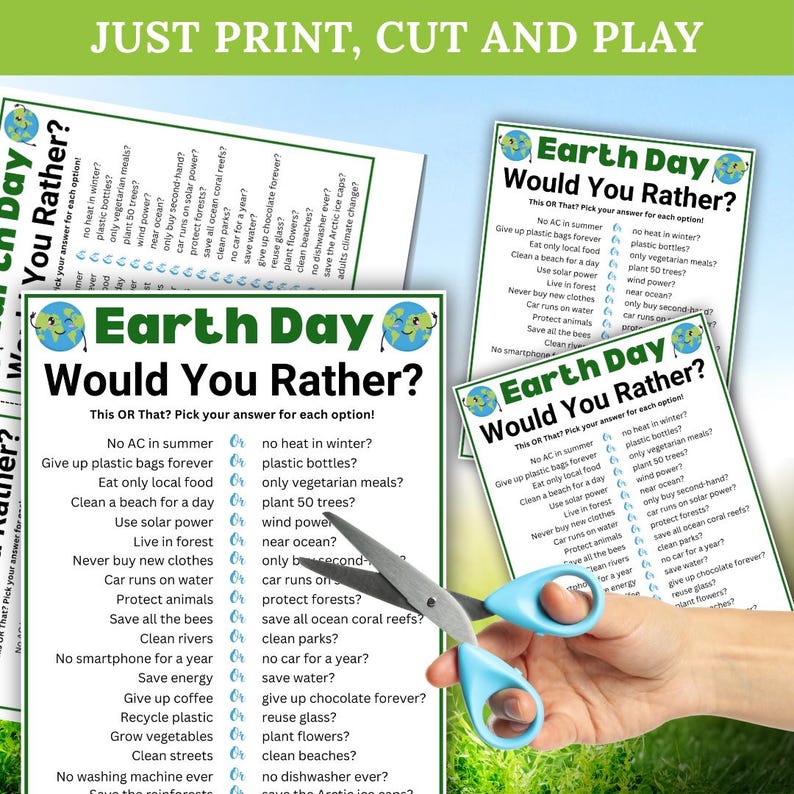 Earth Day This or That Game, Printable Would You Rather Game, Earth Day ...