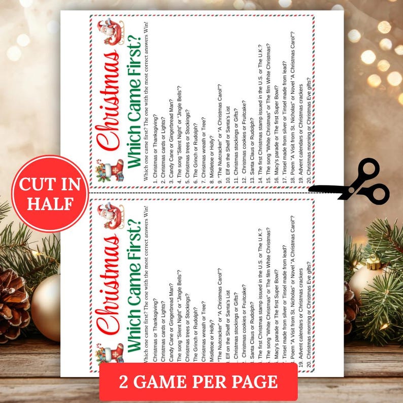 Christmas Which Came First Game, Christmas Trivia Quiz, Printable ...