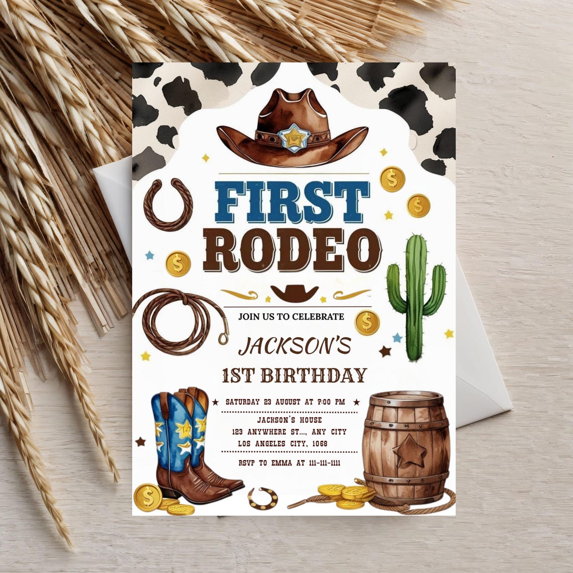 Editable First Rodeo Birthday Invitation, My 1st Rodeo Invitation, Boy ...