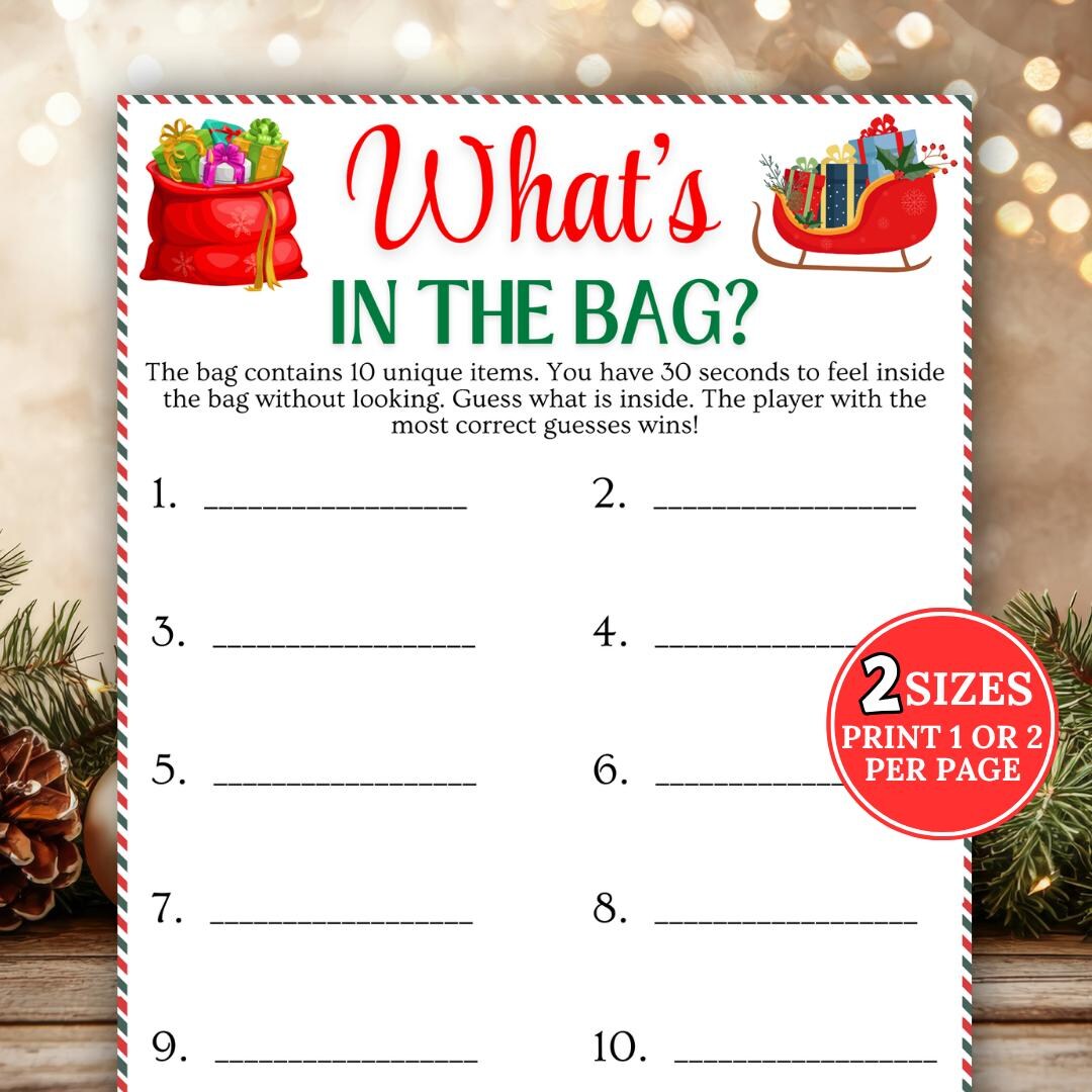 Christmas What's in the Bag Game, Printable Christmas Game, Christmas ...
