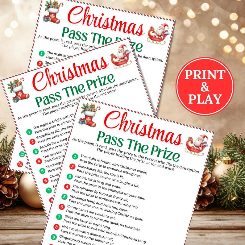 Christmas Pass the Prize Game, Pass the Gift, Christmas Party Game ...