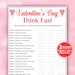 Valentine's Day Think Fast Game, Think Quick, Trivia for Kids & Adults ...