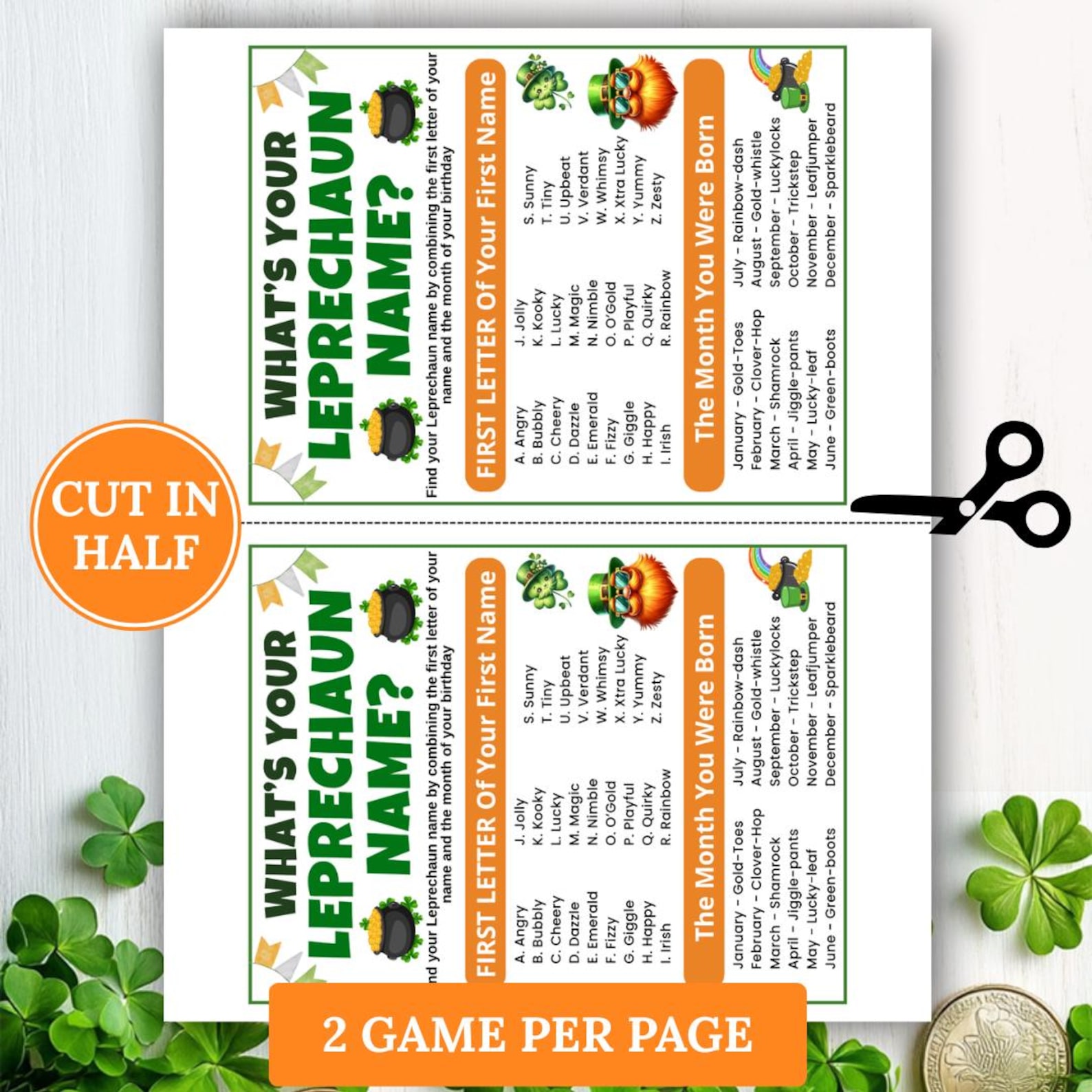 What’s Your Leprechaun Name Game With Nametags, Printable St Patricks ...