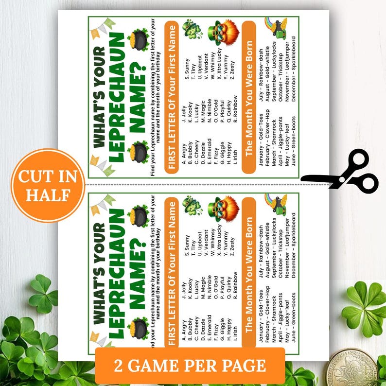 What’s Your Leprechaun Name Game With Nametags, Printable St Patricks ...