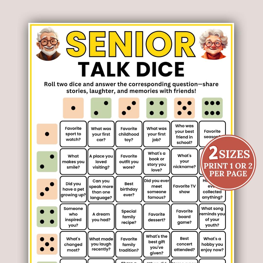 Senior Talk Dice Game, Table Talk Dice, Games for Senior Citizens ...