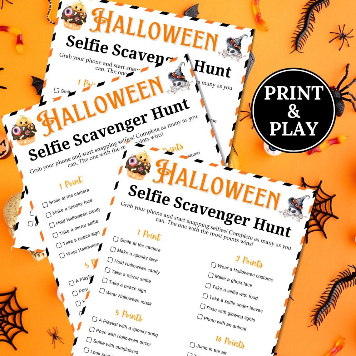 Halloween Selfie Scavenger Hunt Game, Printable Halloween Party Games ...