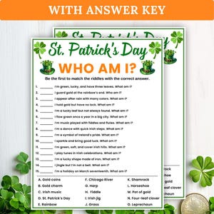 St. Patrick’s Who Am I Riddles, Holiday Riddles, St. Patrick's Day ...