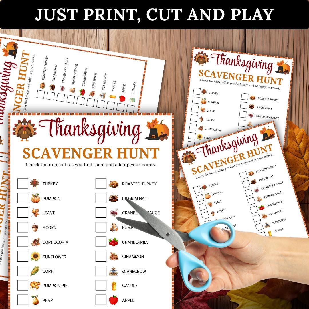 Thanksgiving Scavenger Hunt Game, Thanksgiving Printable Game, Fall ...