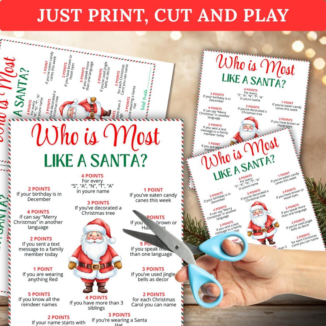 Who is Most Like Santa Game, Christmas Game, Christmas Activity, Santa ...