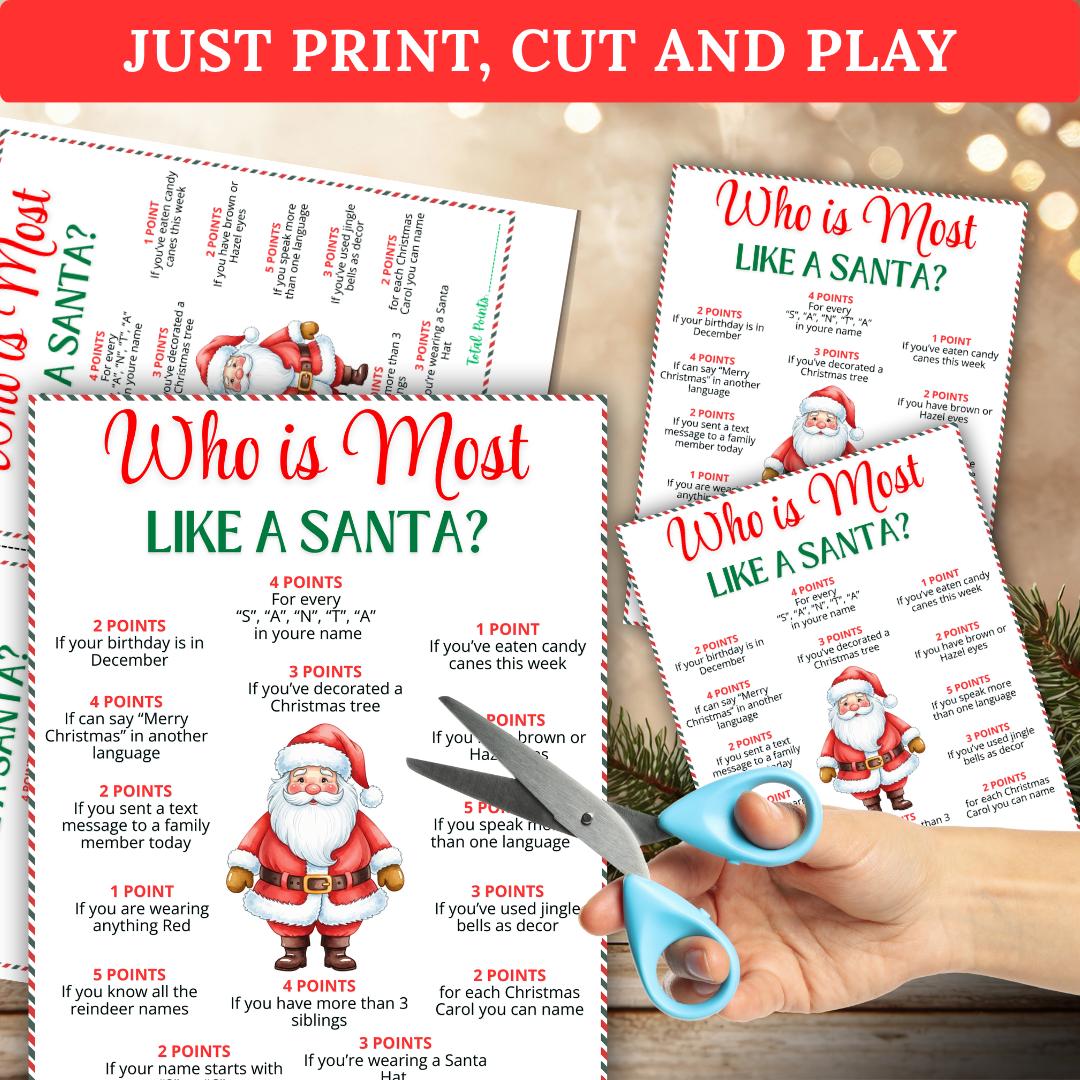 Who is Most Like Santa Game, Christmas Game, Christmas Activity, Santa ...