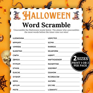 Halloween Word Scramble Game, Printable Halloween Party Games, Word ...