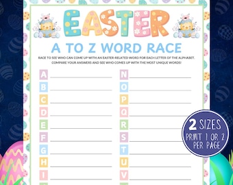 Spring A-Z Race Word Game, Springtime A-Z Game Printable, Office Party ...