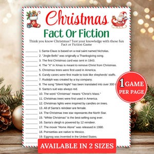Christmas Fact or Fiction Game, Christmas Party Game, True or False ...
