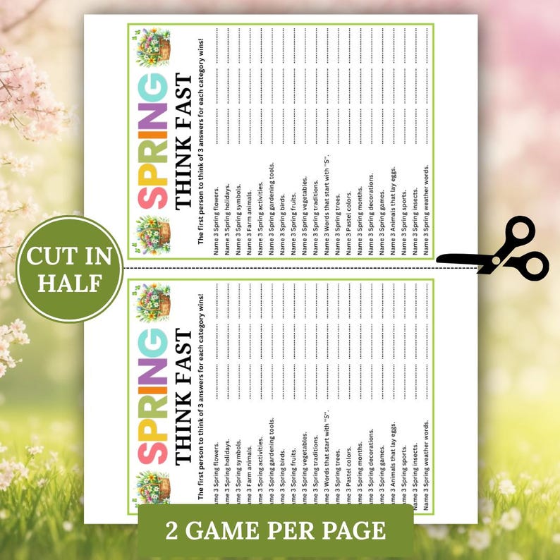 Spring Think Fast Game, Think Quick, Spring Trivia, Spring Party Games ...