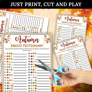 Autumn Emoji Pictionary Game, Printable Fall Emoji Quiz, Emoji Guessing ...