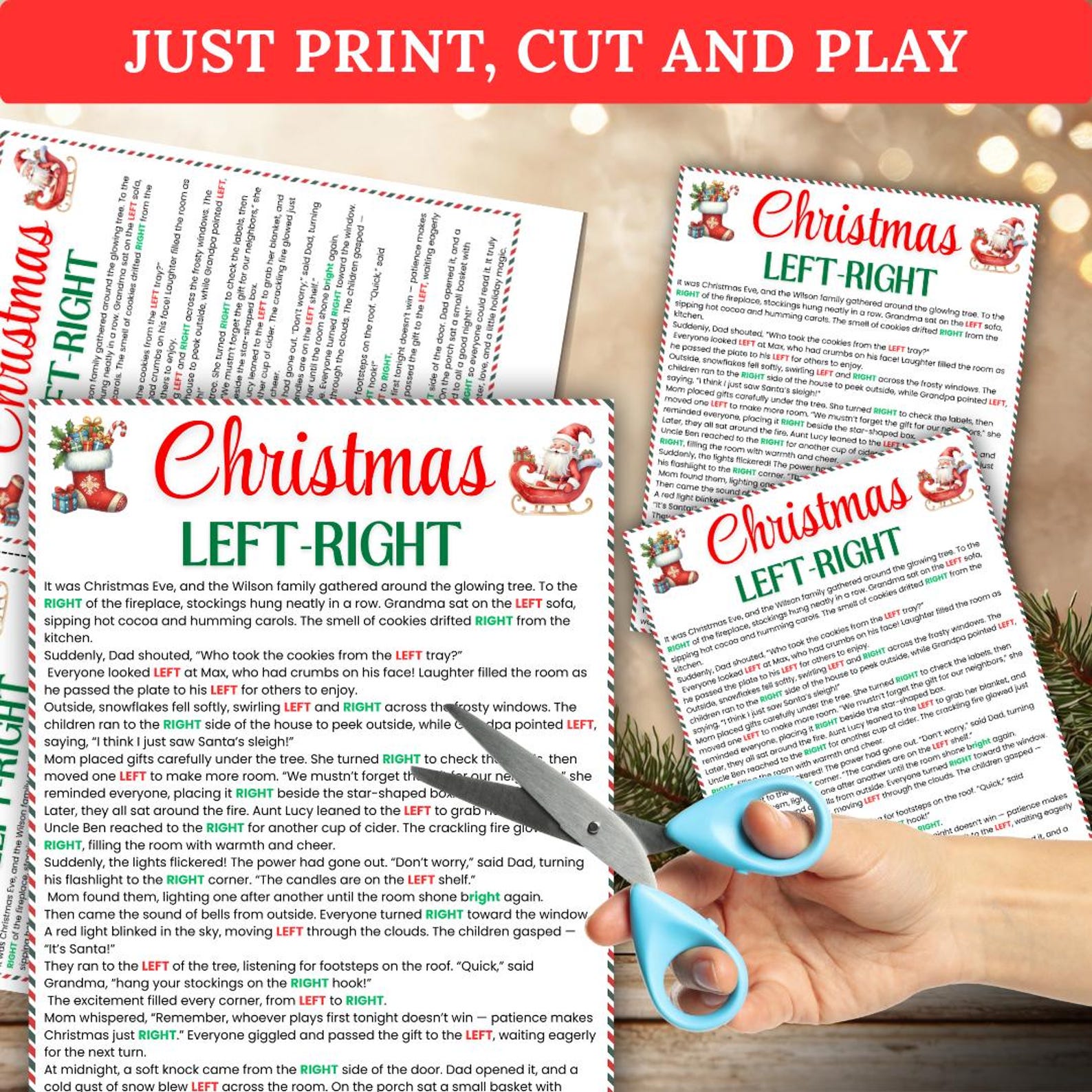 Christmas Left Right Game, Pass the Prize Gift Exchange Game, Family ...