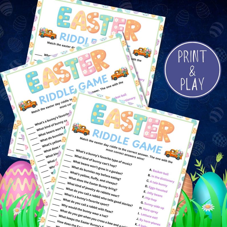 Easter Day Riddle Game, Printable Easter Day Party Games, Easter Who Am ...