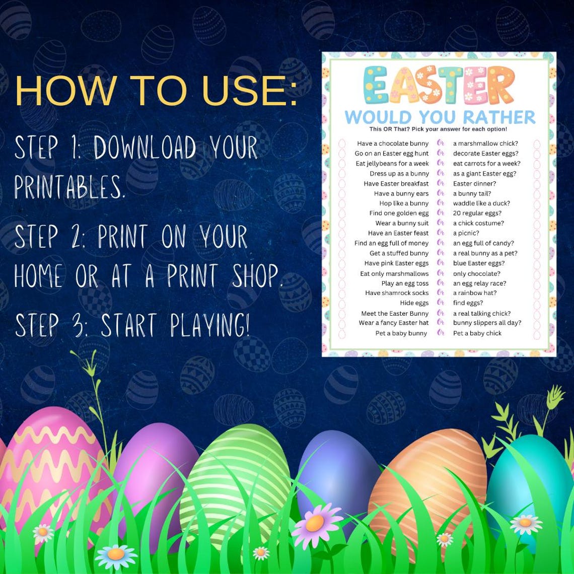 Easter Day Would You Rather Game, Printable This or That Games for Kids ...