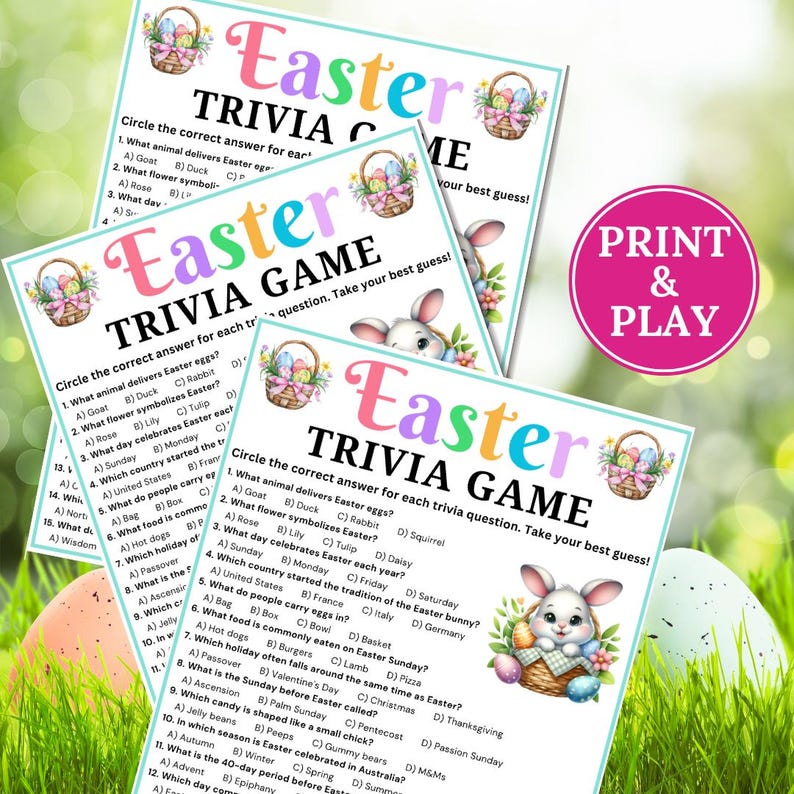 Easter Trivia Game, Holiday Trivia, Printable Easter Party Game, Teen ...