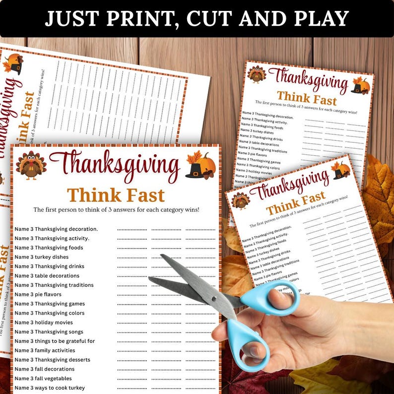 Thanksgiving Think Fast Game, Trivia Game, Thanksgiving Game, Think ...