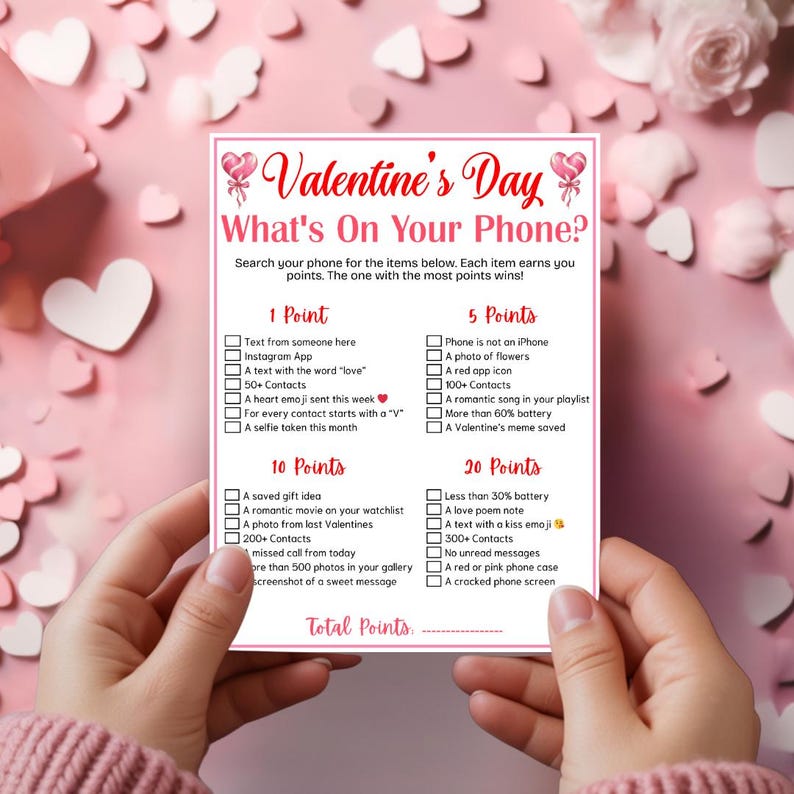 Valentines Whats on Your Phone Game, Valentines Party Game, Family ...